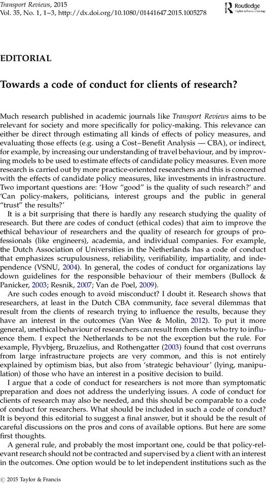 Towards a code of conduct for clients of research?
